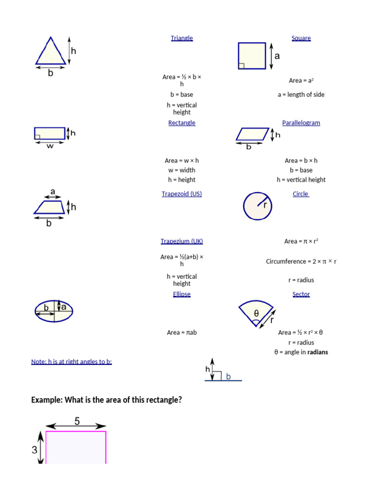 Different Shape Calculation Sheet | PDF | Area | Sphere