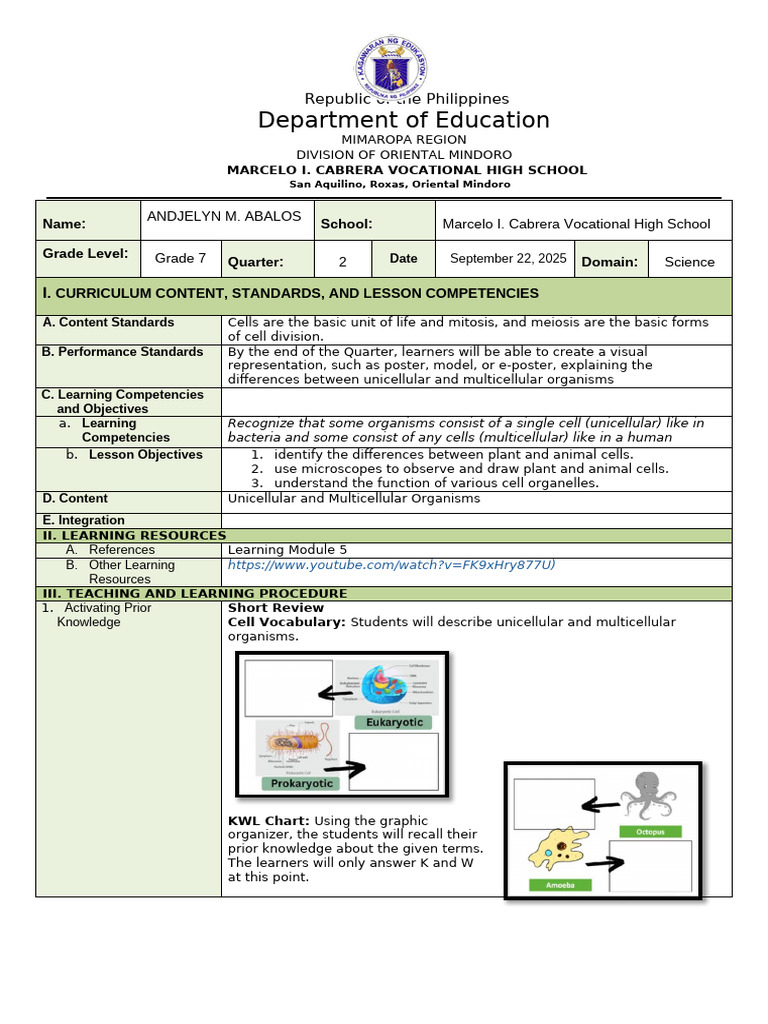 Unicellular vs Multicellular Organisms | PDF | Cell (Biology) | Organisms