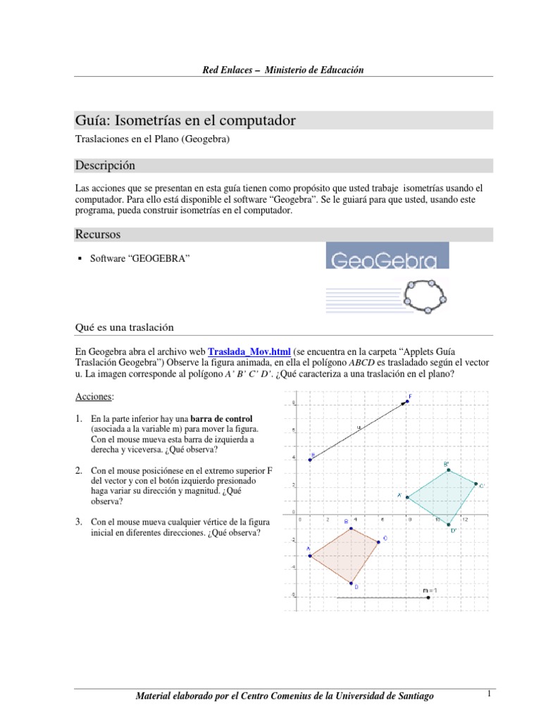 Guia Didactica Geogebra Traslaciones | PDF | Vector Euclidiano | Triángulo