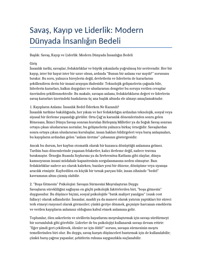 Savas Kayip Liderlik Makale | PDF
