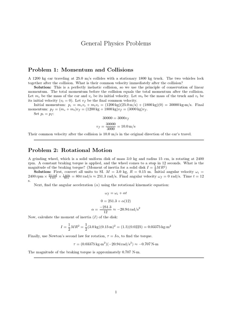 General Physics Problem | PDF | Torque | Momentum