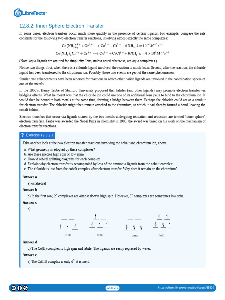 Inner Sphere Electron Transfer Mechanisms | PDF | Coordination Complex ...