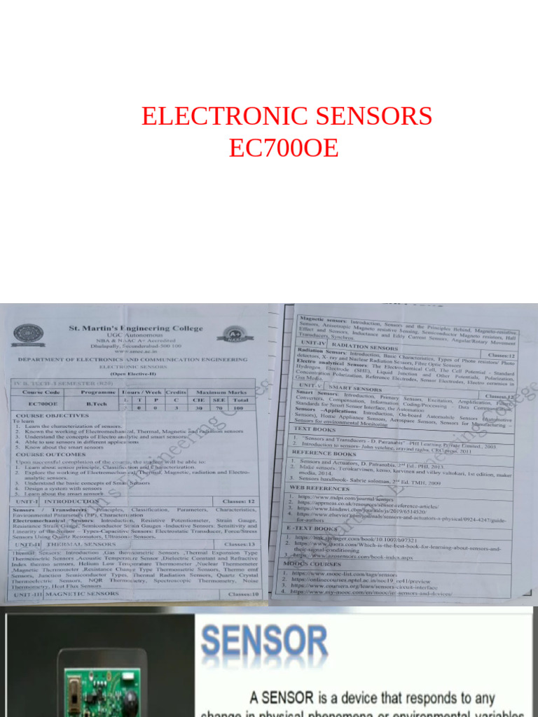 Overview of Electronic Sensors | PDF | Sensor | Capacitor