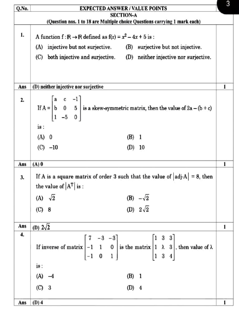 Matrix and Function Analysis Questions | PDF | Cartesian Coordinate ...