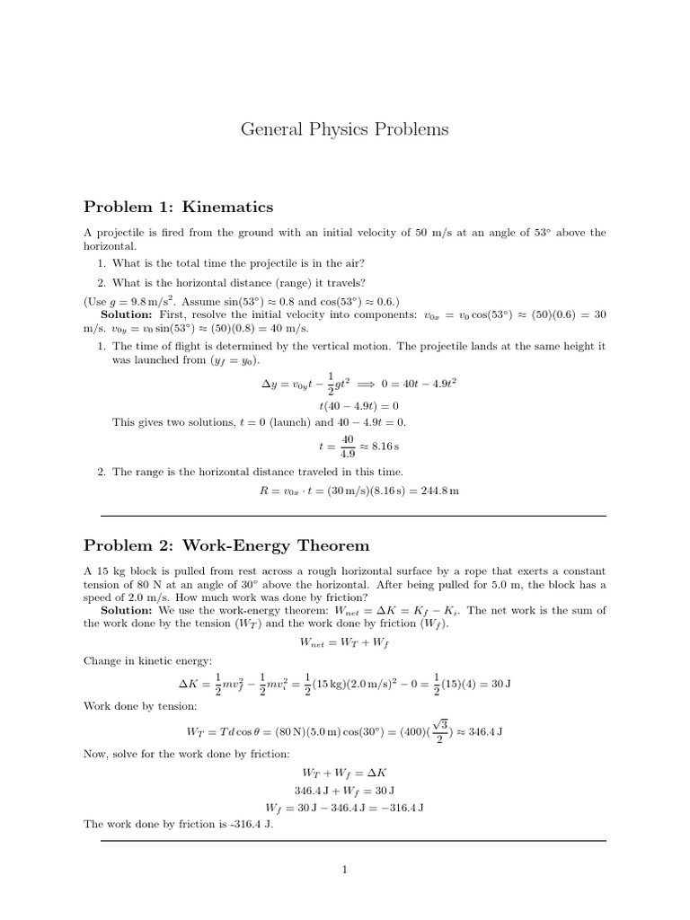 Physics Problems: Kinematics, Work, Torque | PDF | Torque | Force