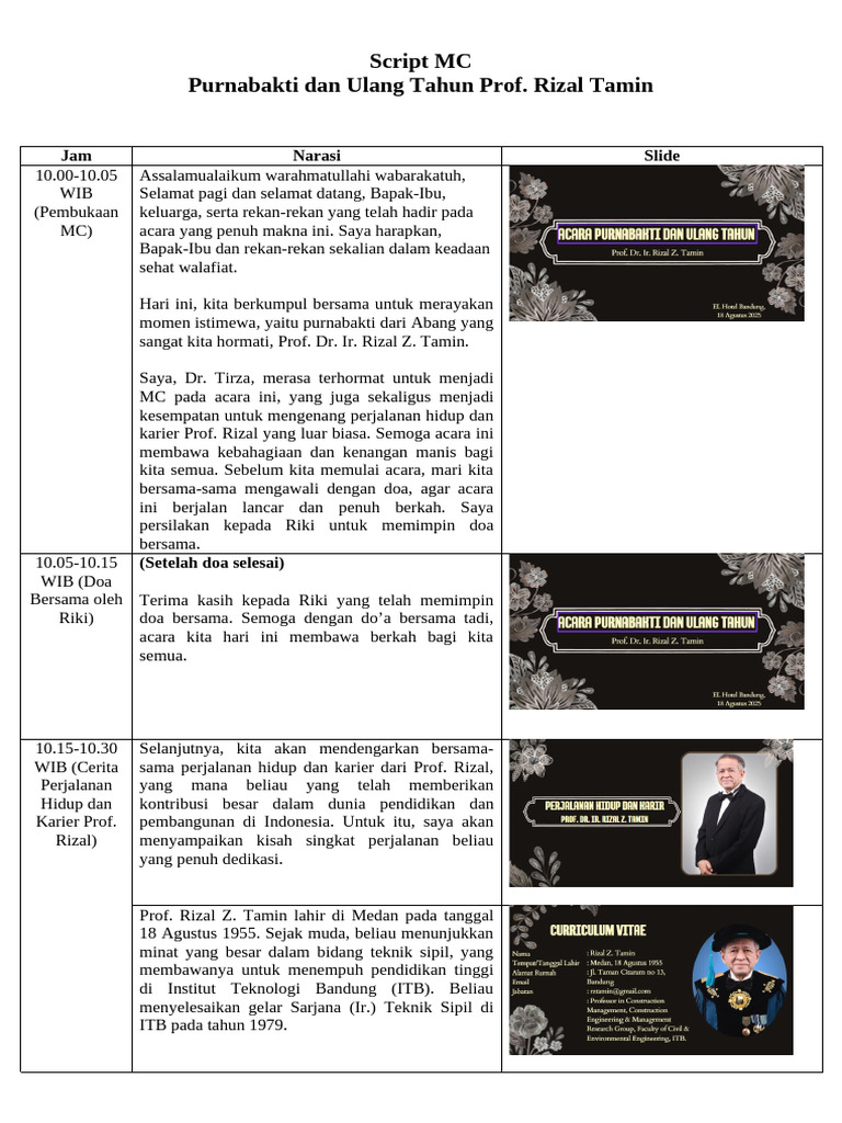 Script MC + Petunjuk Slide | PDF