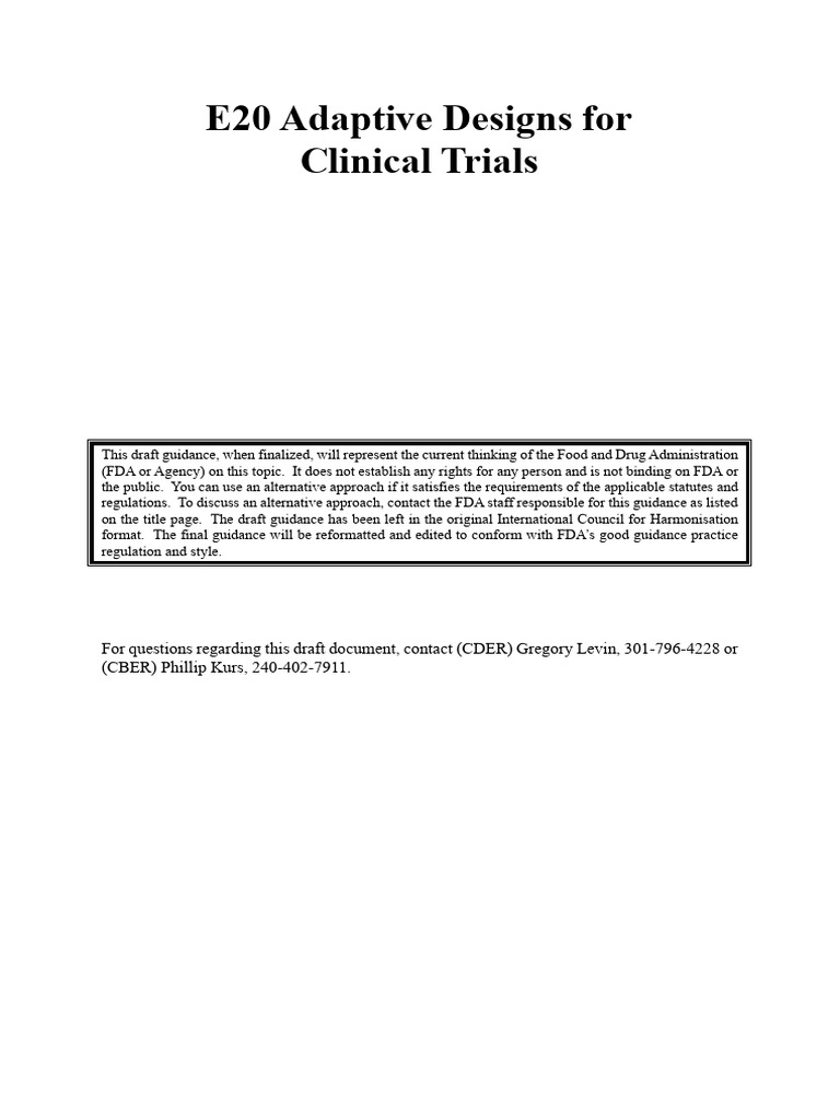 FDA E20 Adaptive Designs Guidance | PDF | Clinical Trial | Sample Size ...