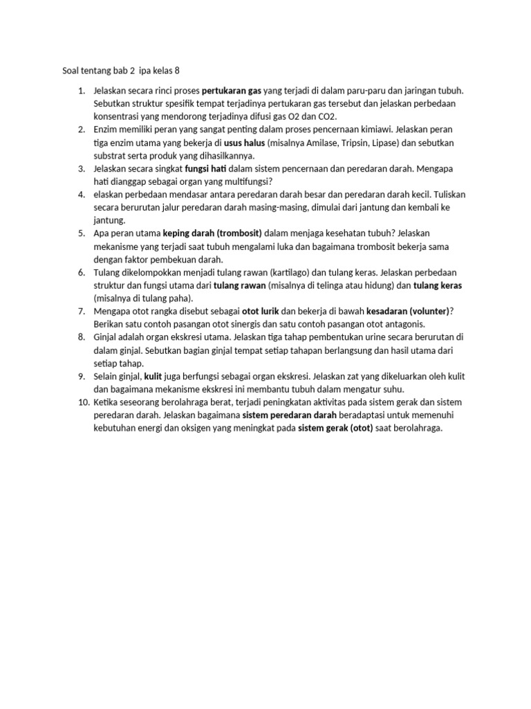 Soal Ipa Bab 2 Kelas 8 Sitar | PDF