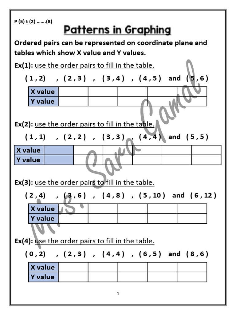 Use The Order Pairs To Fill in The Table | PDF
