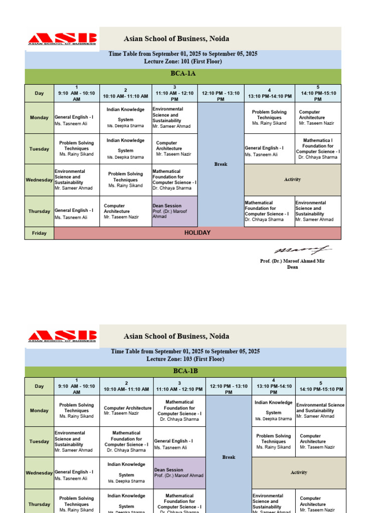 BCA Weekly Class Schedule: Sept 2025 | PDF | Science | Inquiry