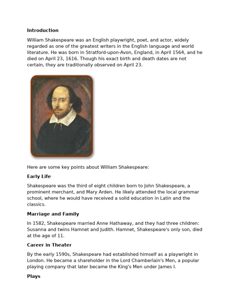Exercise 05 - William Shakespeare | PDF | William Shakespeare | Theatre