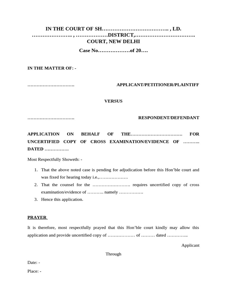 Application For Uncertified | PDF