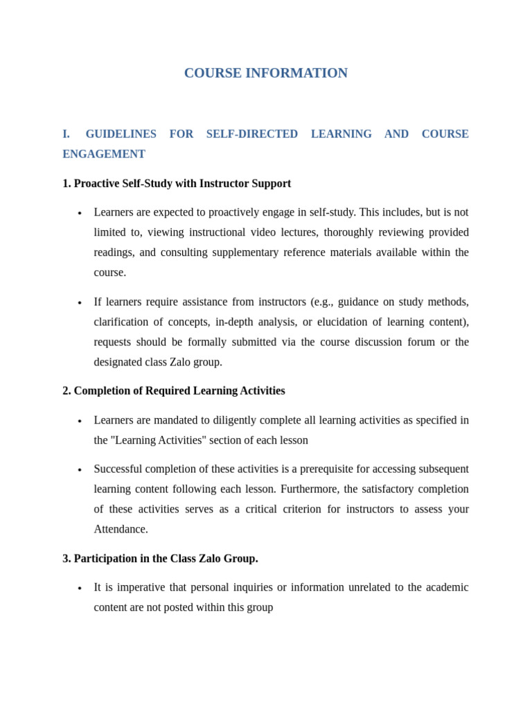 Course Guidelines for Self-Directed Learning | PDF | Learning | Teaching