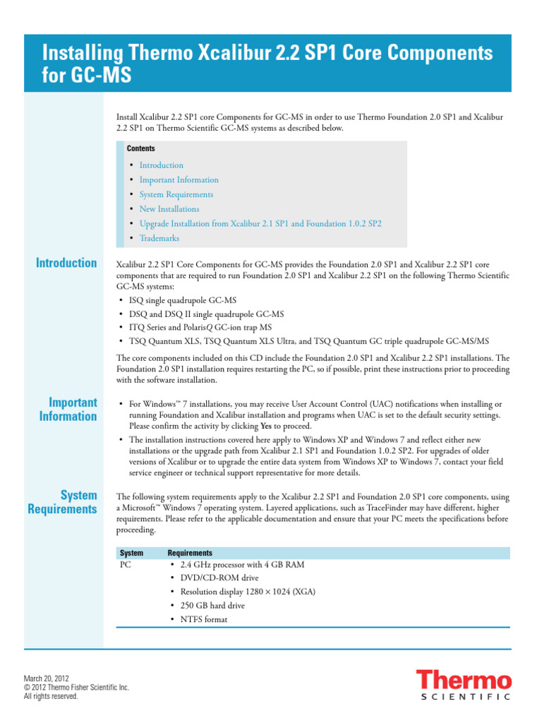 Install Xcalibur 2.2 SP1 for GC-MS | PDF | Gas Chromatography–Mass ...
