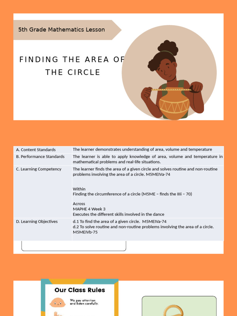 Area and Circumference of Circles Math Presentation in Orange and Green ...