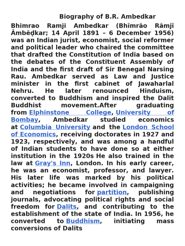 B.R. Ambedkar: Life and Legacy | PDF
