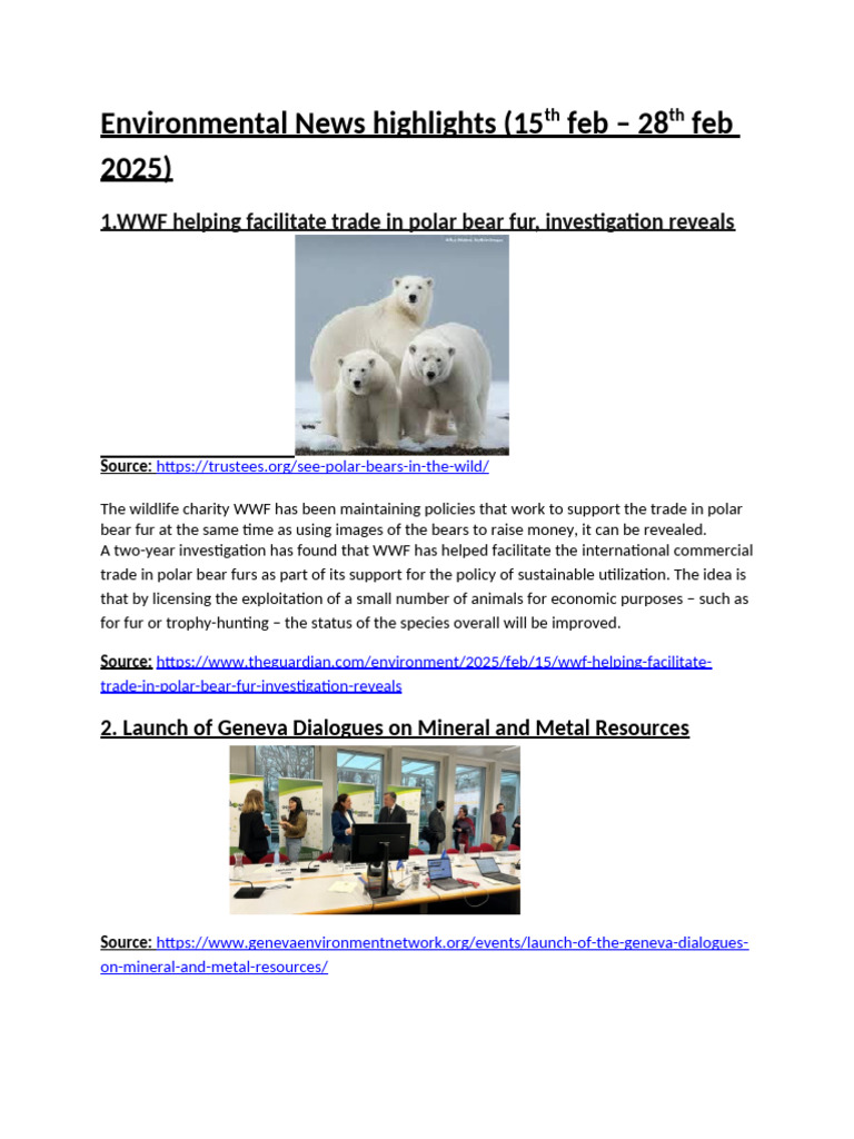 Environmental News Highlights (15th - 28th Feb 2025) | PDF ...