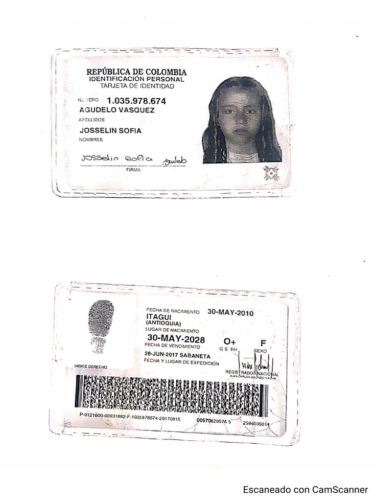 Tarjeta de Identidad Sofía | PDF