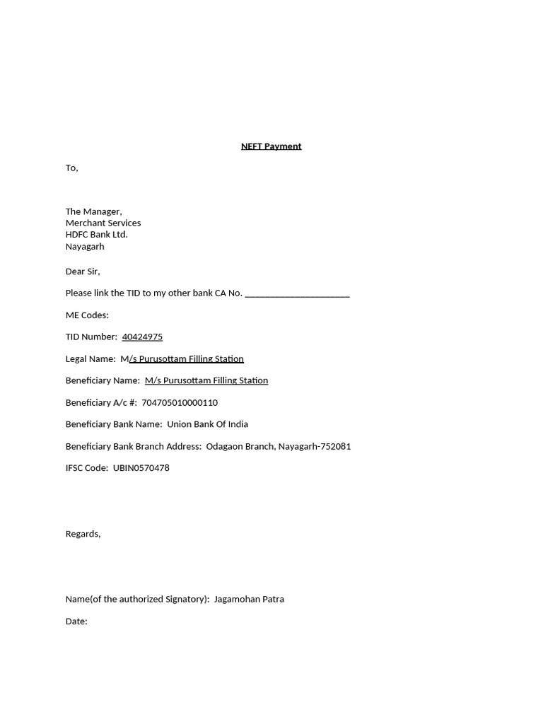 HDFC Bank Mandate Form Request | PDF