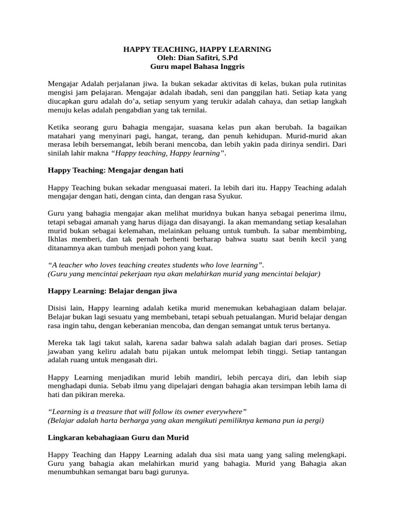 HAPPY TEACHING, HAPPY LEARNIG | PDF