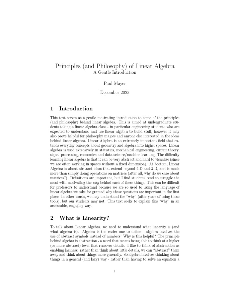 Principles (And Philosophy) of Linear Algebra | PDF | Matrix ...