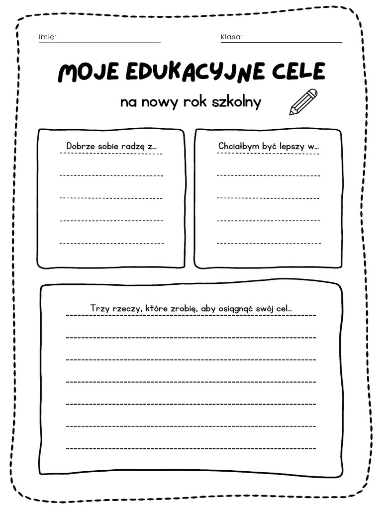 Edukacyjne Cele Na Nowy Rok Szkolny Arkusz | PDF