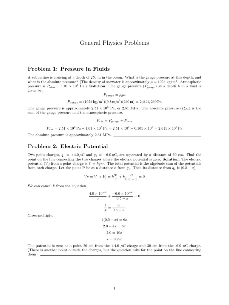 General Physics Problems 13 | PDF | Pressure | Pressure Measurement