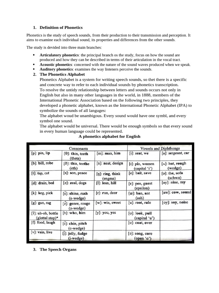 Definition of Phonetics | PDF
