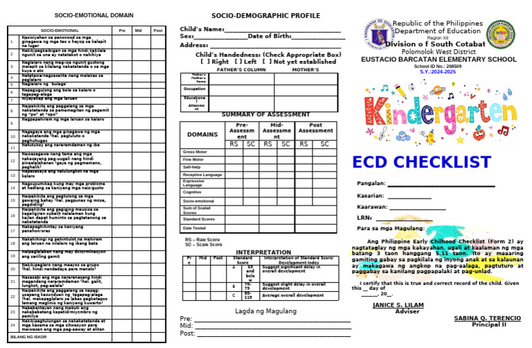 Early Childhood Development Card 2025 | PDF