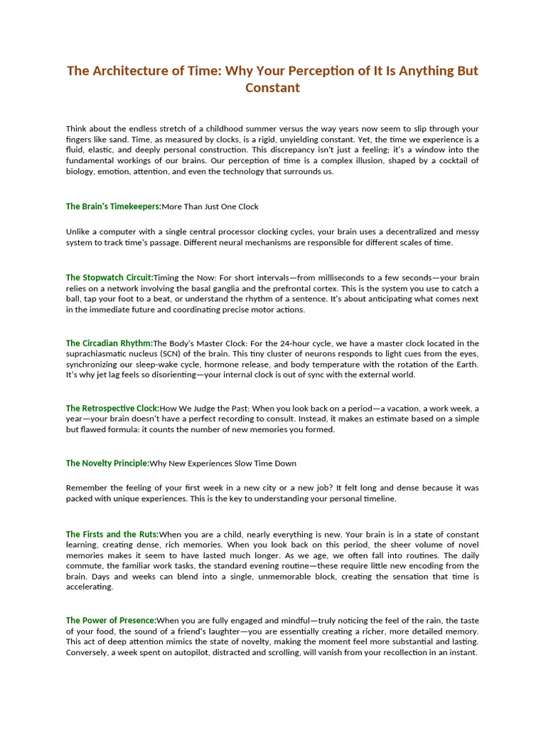 Understanding Time Perception and Memory | PDF | Circadian Rhythm ...