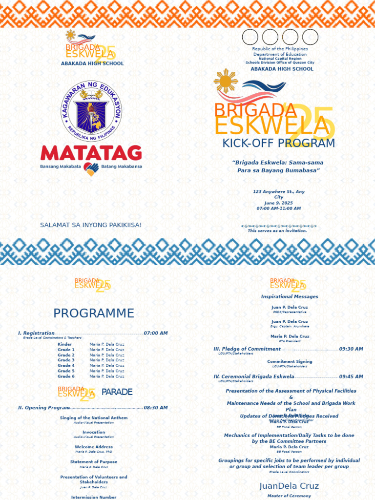 Brigada Eskwela Kick-Off Program 2025 | PDF | Philippines