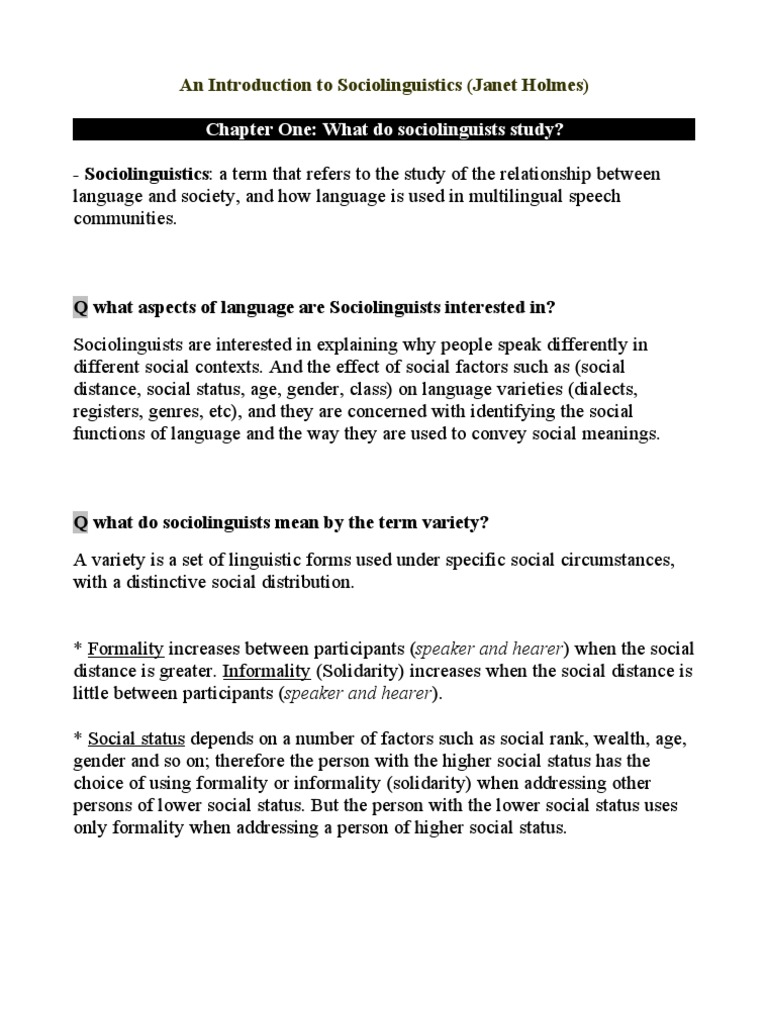 Sociolinguistics and Language Varieties | PDF | Sociolinguistics ...