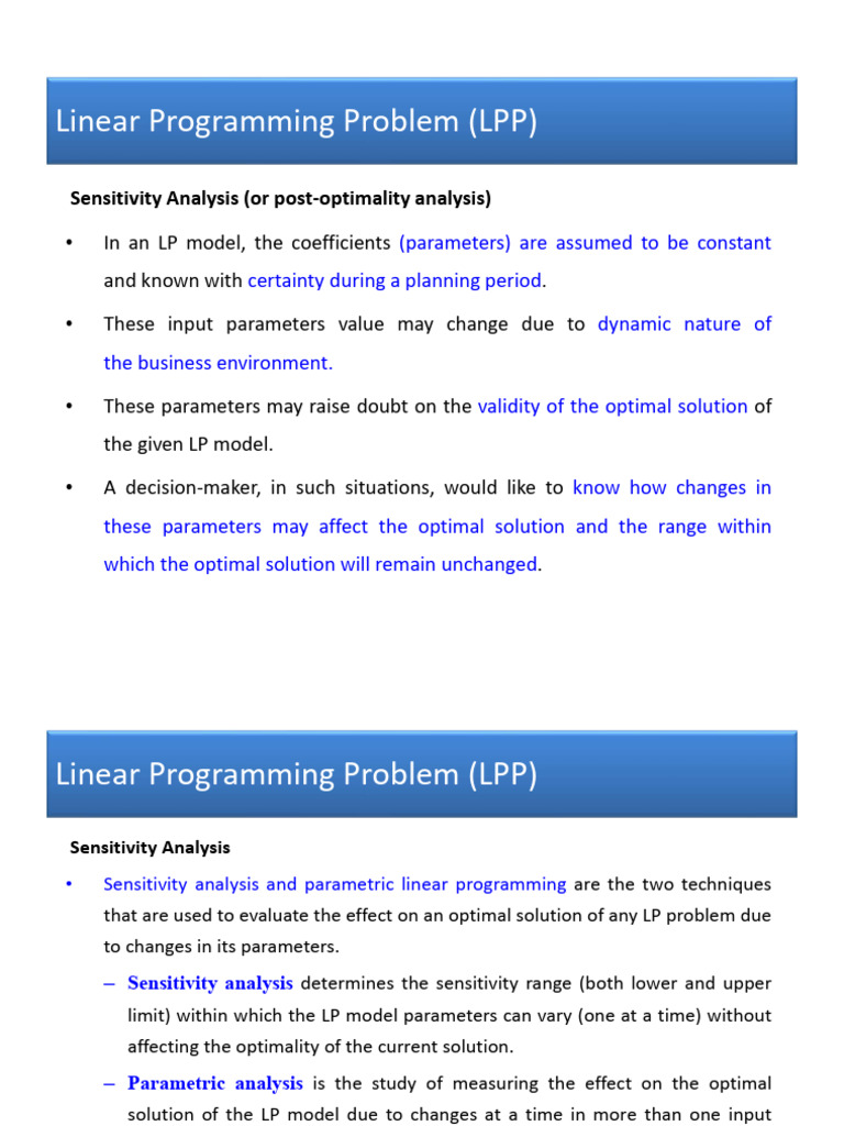 Understanding Sensitivity Analysis in LP | PDF | Sensitivity Analysis ...