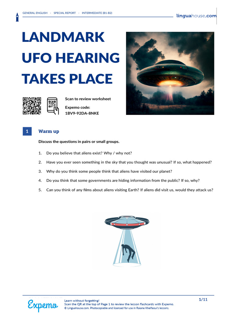 Landmark Ufo Hearing Takes Place British English Teacher | PDF ...