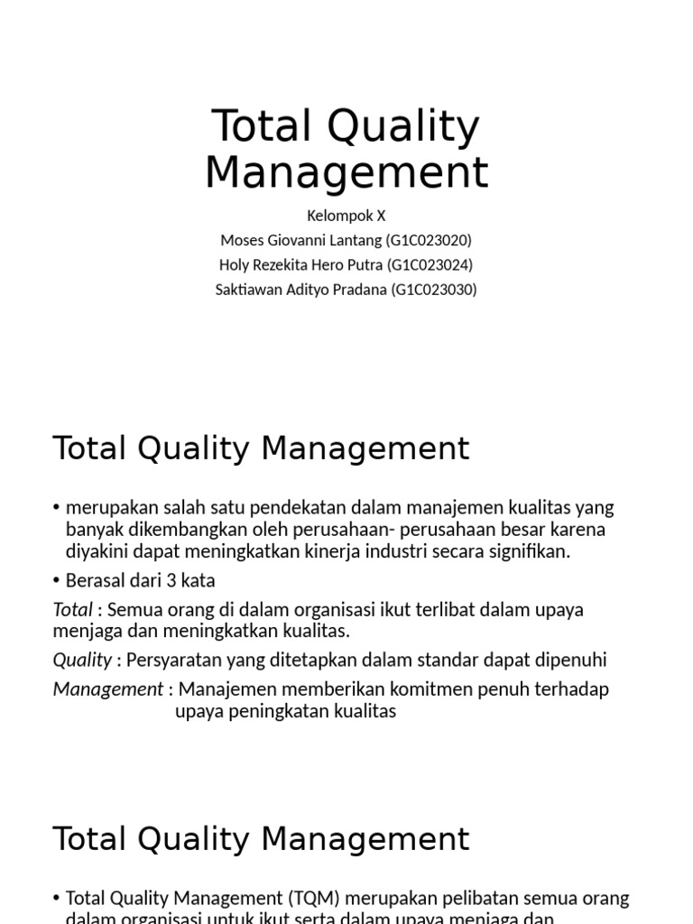 Total Quality Management | PDF