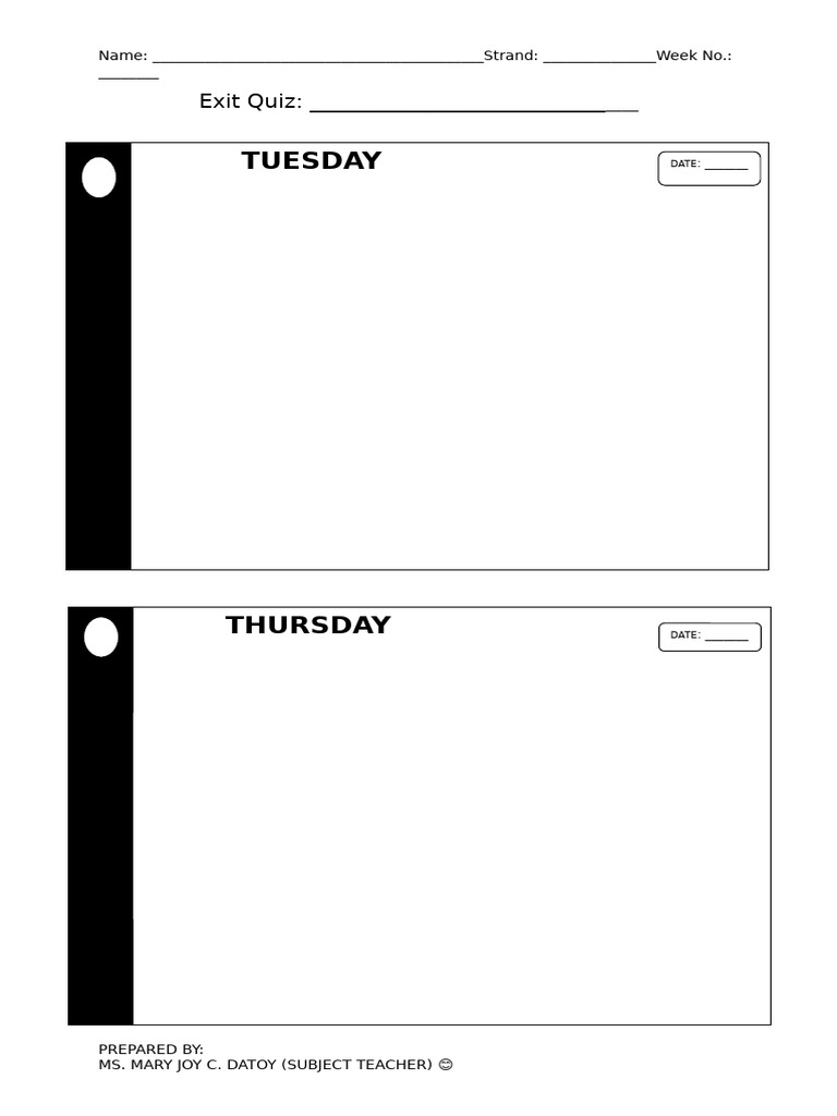 Exit Quiz Template by Ms. Datoy | PDF