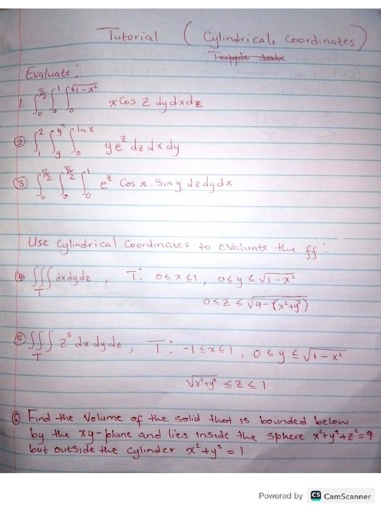 Triple Integrals Cylindrical Coordinates Pdf