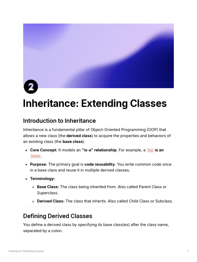 Inheritance Extending Classes | PDF | Inheritance (Object Oriented ...