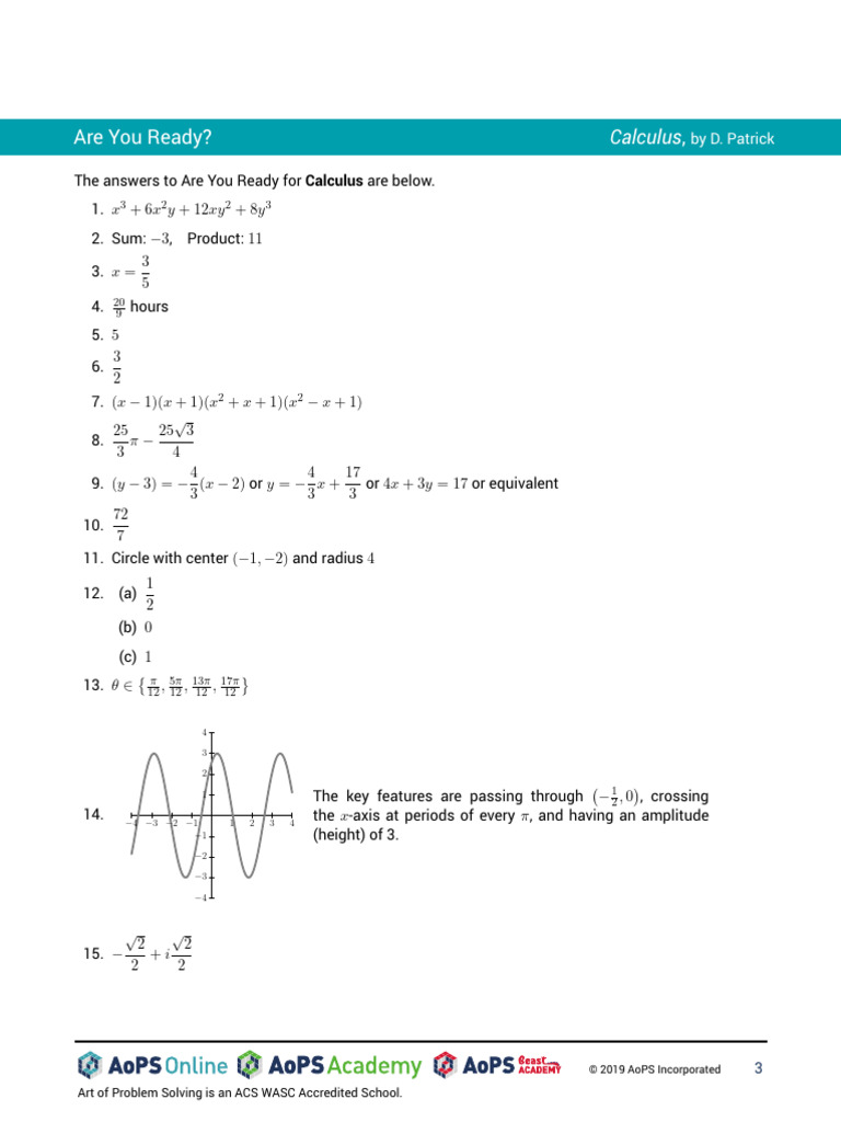 Calculus Pretest | PDF