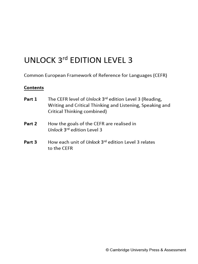 Unlock 3rd Edition Level 3 CEFR B1 Guide | PDF | Information | Speech