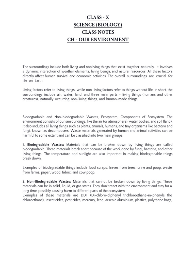 Class 10 Sci Class Notes Ch Our Environment 2 Pdf Ecosystem 0968