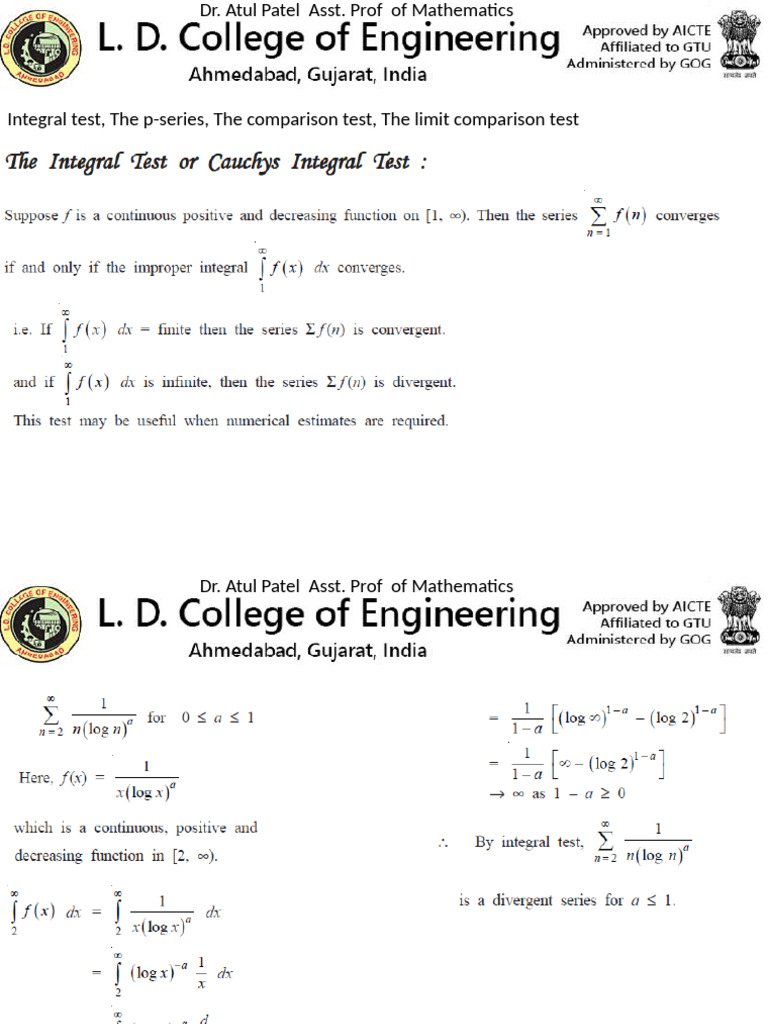 Module - 3 - 3 - Integral Test, The P-Series, The Comparison Test, The ...