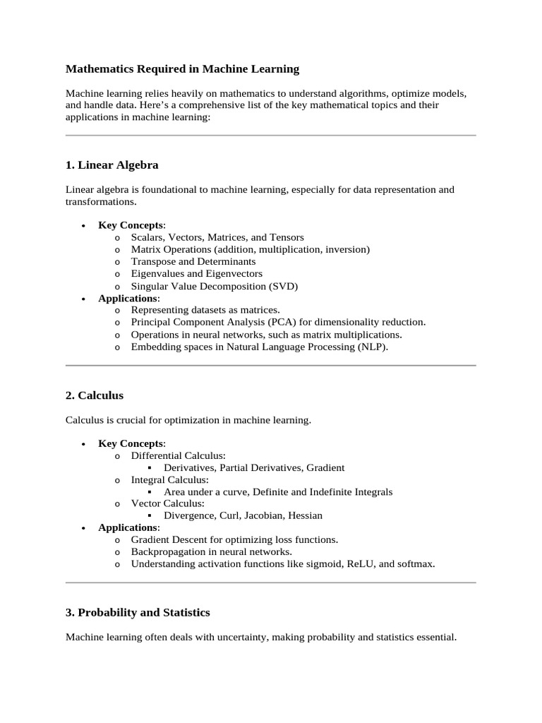 Key Math Concepts for Machine Learning | PDF | Machine Learning ...