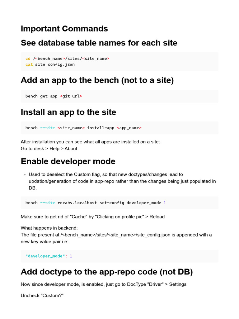Essential Bench Commands for Developers | PDF