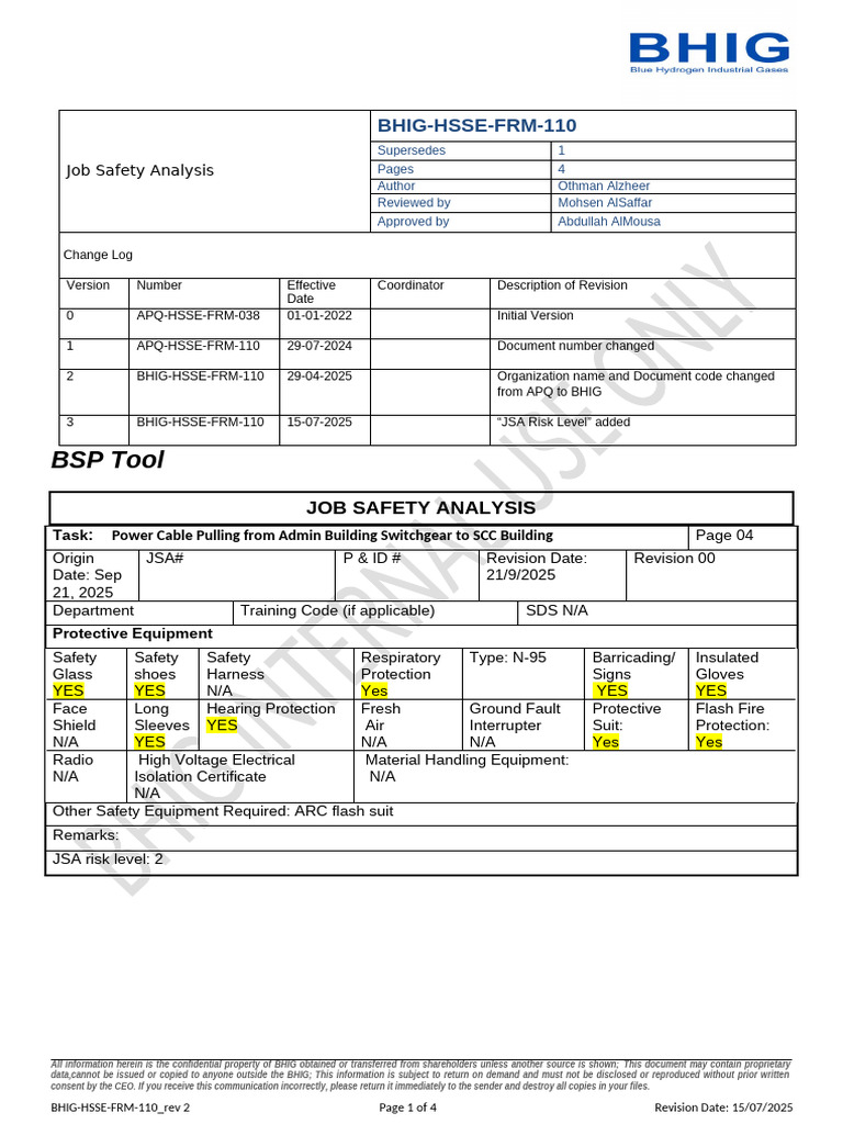 Job Safety Analysis for Power Cable Pulling | PDF | Crane (Machine) | Waste
