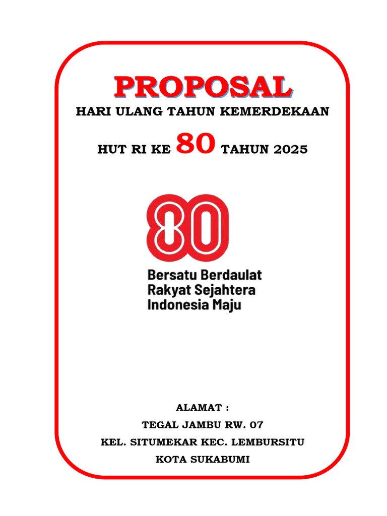 Proposal HUT RI Ke-80 RW 07 Sukabumi | PDF