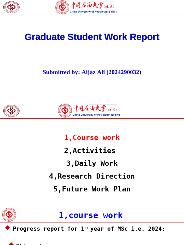 Graduate Student Progress Report 2024 | PDF | Enhanced Oil Recovery ...