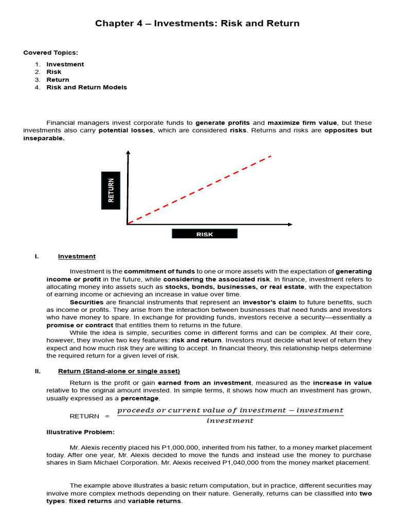 Chapter 4 Investments Risk and Return | PDF | Financial Risk | Investing
