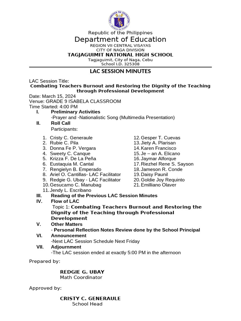 Learning Action Cells MINUTES of the Session MATH | PDF | Chess ...