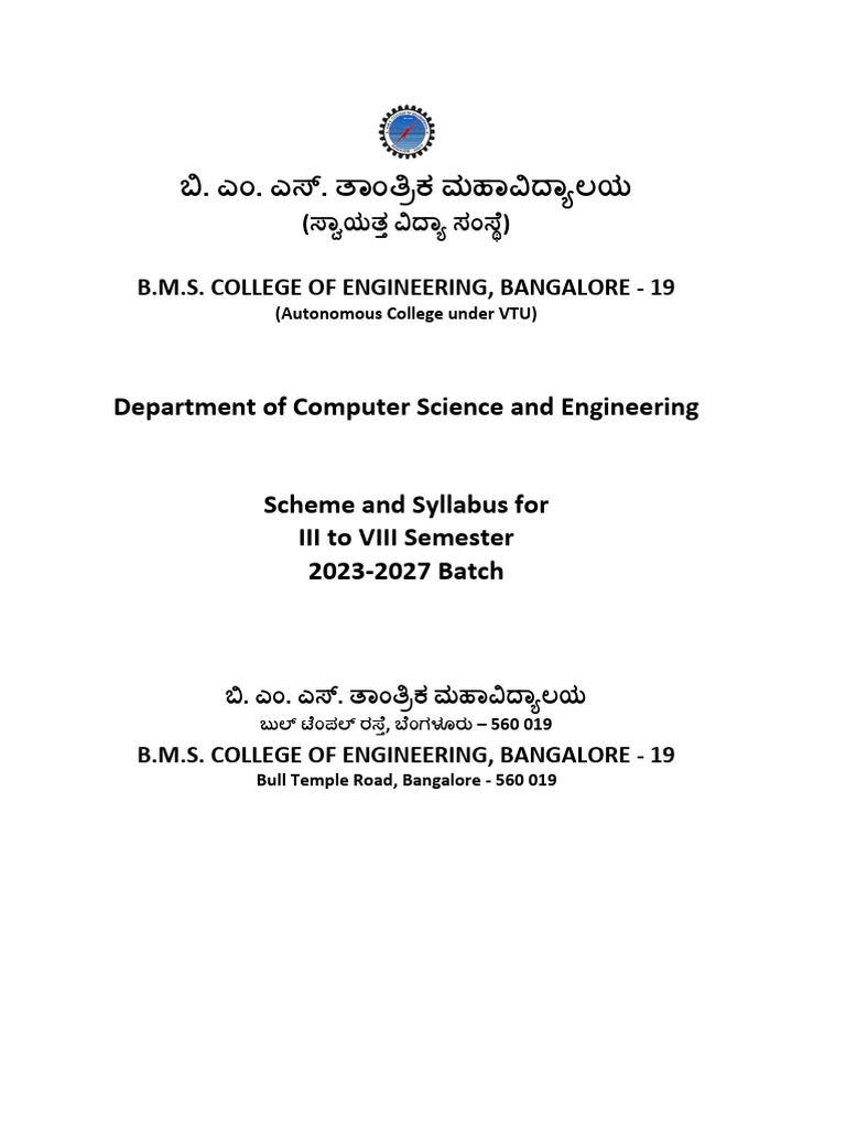 BMS College CSE Syllabus 2023-2027 | PDF | Method (Computer Programming ...